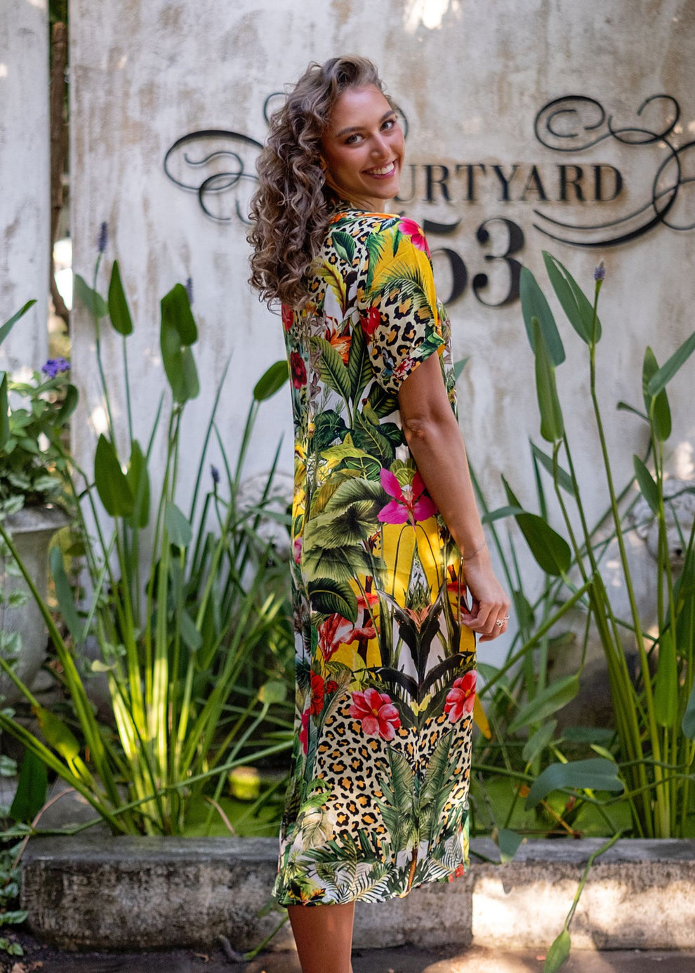 Maxine Dress in Colourful Jungle – Iconic Designs Shop