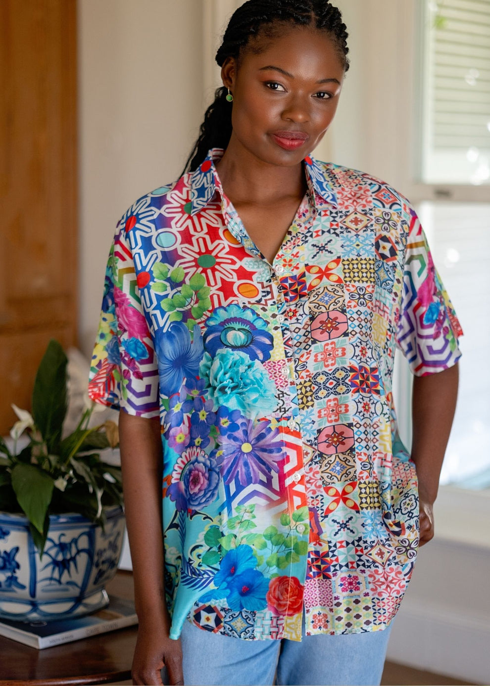 Molly Button down blouse in Make an Entrance – Iconic Designs Shop